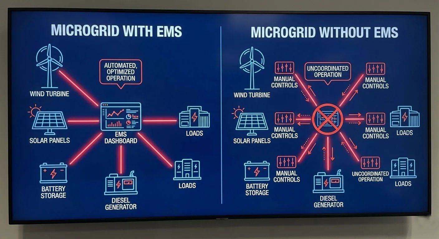 What Happens When a Microgrid Operates Without EMS